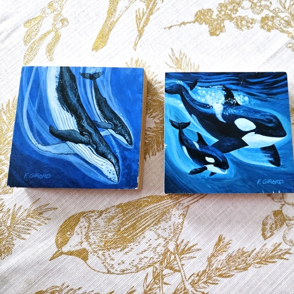 Accents | Decorative Artist Blocks Of Orcas And Humpback Whales New ...
